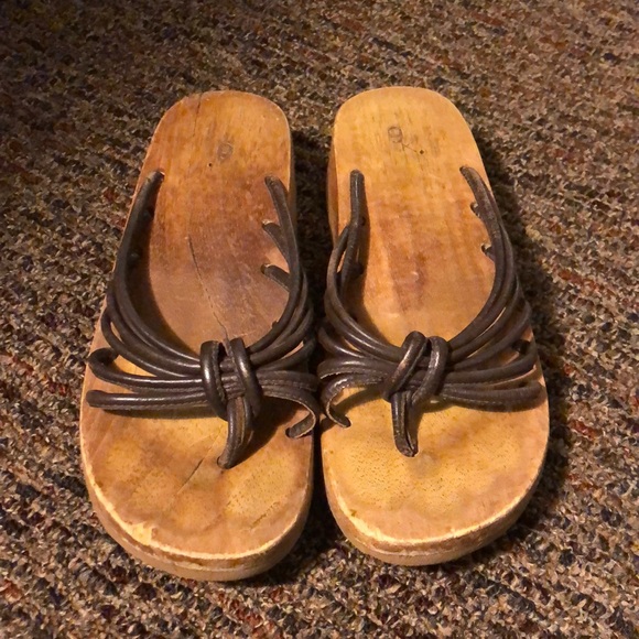 BONGO | Shoes | Vintage Leather And Wood Bongo Sandals | Poshmark